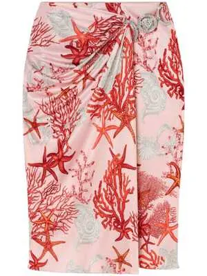 Versace Barocco Sea Gathered Midi Skirt - Pink