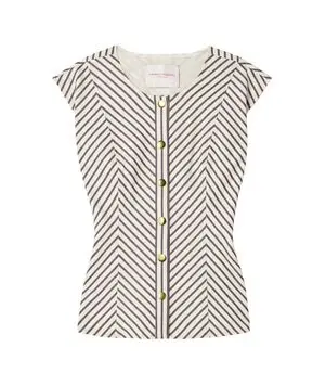 Carolina Herrera Paneled Striped Twill Top