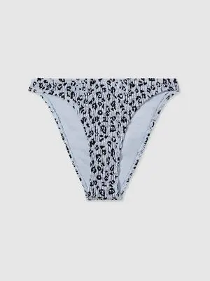 Good American Textured Leopard Print Bikini Bottom - Blue Print