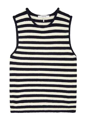FRAME Mariner Stripe-intarsia Cotton-blend Tank