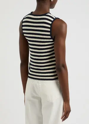 FRAME Mariner Stripe-intarsia Cotton-blend Tank