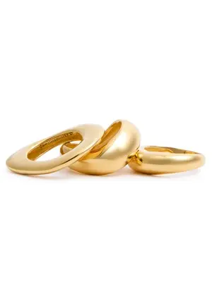 completedworks-Completedworks Post-Capital 14kt Gold-Plated Ring Set