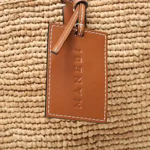 Manebí Brown Basket Bag In Raffia And Leather