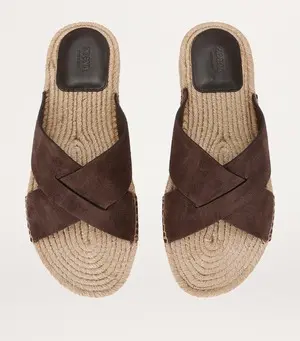 Zegna Suede Espadrille Sandals - Brown