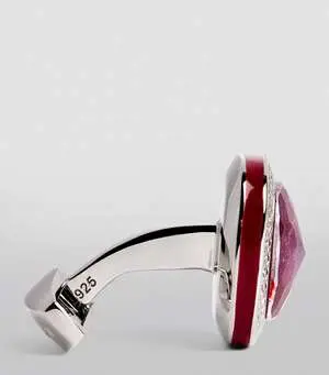 Tateossian Sterling And Ruby Square Cufflinks