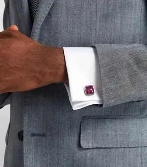Tateossian Sterling And Ruby Square Cufflinks