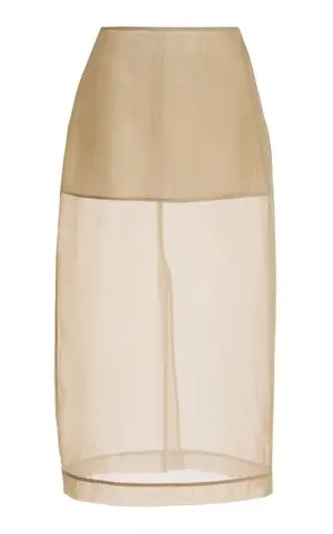 THE FRANKIE SHOP Peri Silk-blend Chiffon Midi Skirt - Neutral