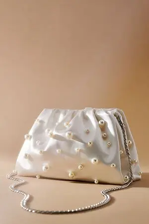 Anthropologie The Frankie Clutch: Pearl Edition - White