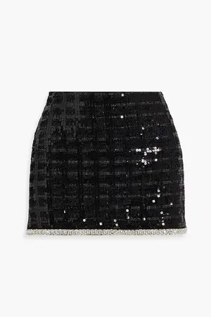 Alice + Olivia Rubi Embellished Tweed Mini Skirt - Black