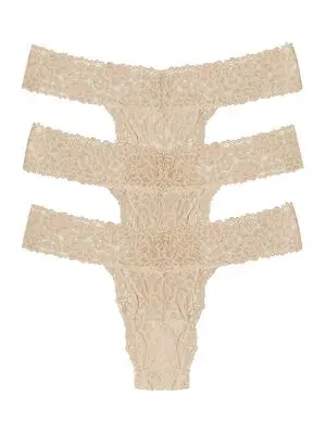 LOVESUZE 3-pack Lace Thongs - Beige
