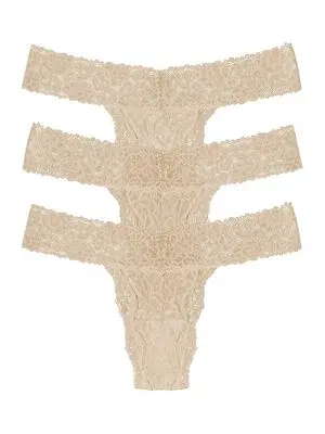 LOVESUZE 3-pack Lace Thongs - Beige