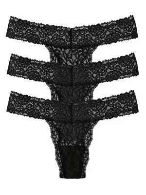 LOVESUZE 3-pack Lace Thongs - Black