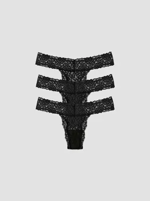 LOVESUZE 3-pack Lace Thongs - Black