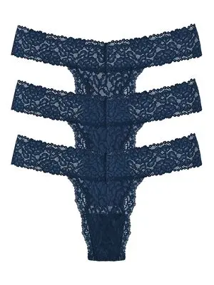 LOVESUZE 3-pack Lace Thongs Midnight Blue