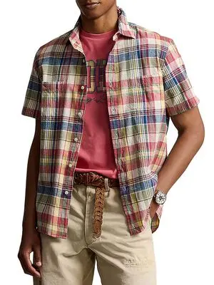 Polo Ralph Lauren Madras Plaid Cotton Shirt - Red Indigo Multi