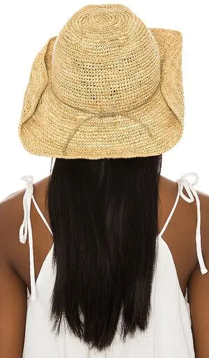 NIKKI BEACH Chrysta Crochet Raffia Hat - Natural
