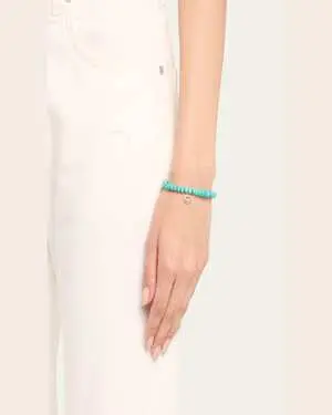 SYDNEY EVAN 14k Gold Pavé Happy Face Charm Turquoise Bracelet
