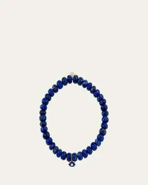 SYDNEY EVAN 14k Yellow Gold Tiny Carved Evil Eye Charm On Rondelle Bracelet