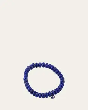 SYDNEY EVAN 14k Yellow Gold Tiny Carved Evil Eye Charm On Rondelle Bracelet
