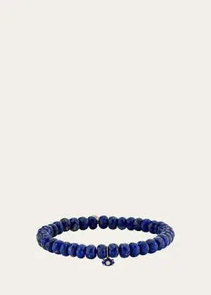 SYDNEY EVAN 14k Yellow Gold Tiny Carved Evil Eye Charm On Rondelle Bracelet
