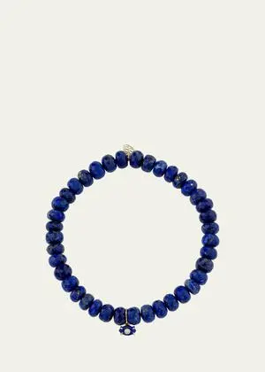 SYDNEY EVAN 14k Yellow Gold Tiny Carved Evil Eye Charm On Rondelle Bracelet