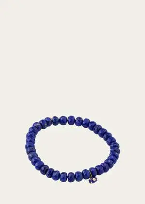 SYDNEY EVAN 14k Yellow Gold Tiny Carved Evil Eye Charm On Rondelle Bracelet