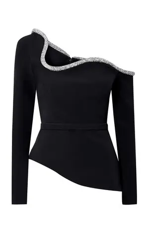 Safiyaa Aime Crystal-embellished One-shoulder Top Fr 38