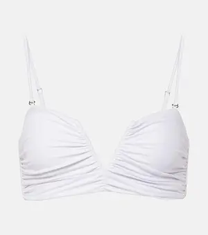 Jade Swim Calla Ruched Bikini Top - White