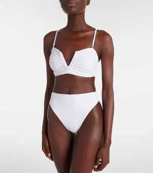 Jade Swim Calla Ruched Bikini Top - White