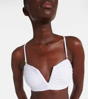 Jade Swim Calla Ruched Bikini Top - White