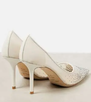 JIMMY CHOO Love 85 Crystal-embellished Pumps - White