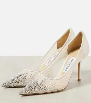JIMMY CHOO Love 85 Crystal-embellished Pumps - White