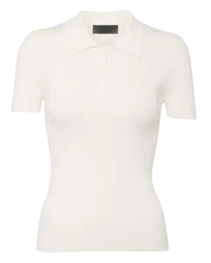 NILI LOTAN Ribbed Knit Polo Shirt