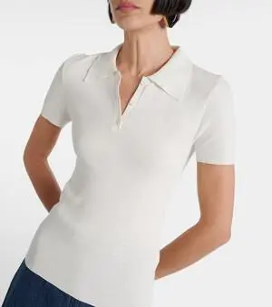 NILI LOTAN Ribbed Knit Polo Shirt
