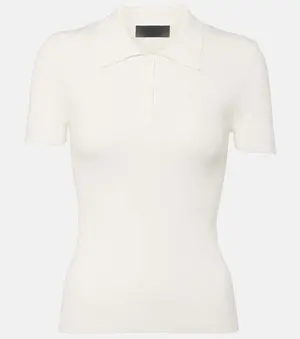 NILI LOTAN Ribbed Knit Polo Shirt