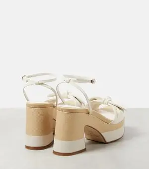 JIMMY CHOO Ricia Leather And Raffia Platform Sandals - Multicoloured
