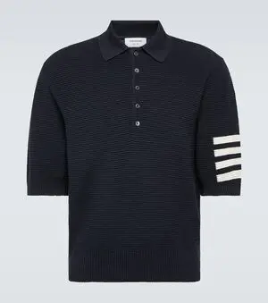 Thom Browne 4-bar Linen And Cotton Polo Shirt - Blue