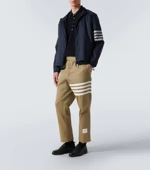 Thom Browne 4-bar Linen And Cotton Polo Shirt - Blue