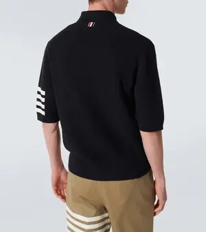 Thom Browne 4-bar Linen And Cotton Polo Shirt - Blue