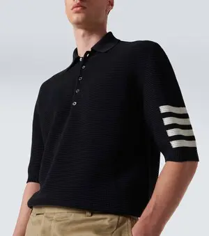 Thom Browne 4-bar Linen And Cotton Polo Shirt - Blue