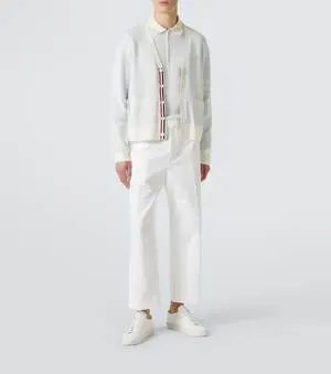 Thom Browne 4-bar Linen And Cotton Polo Shirt - Blue