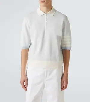 Thom Browne 4-bar Linen And Cotton Polo Shirt - Blue