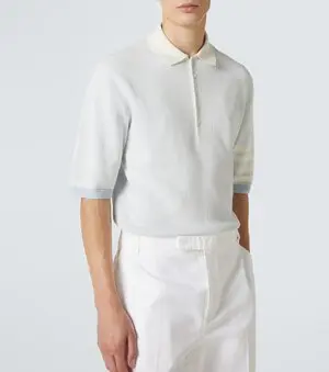Thom Browne 4-bar Linen And Cotton Polo Shirt - Blue