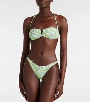 Melissa Odabash Alba Printed Bandeau Bikini Top - Green