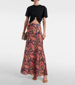 Rabanne Paisley Satin Maxi Skirt