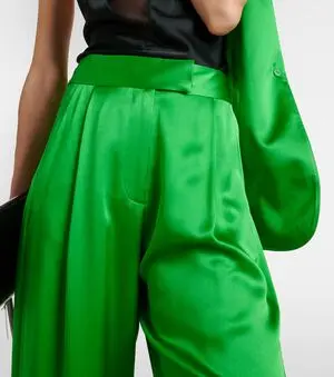 THE SEI Pleated Silk Wide-leg Pants