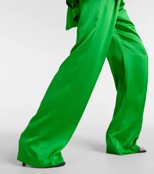 THE SEI Pleated Silk Wide-leg Pants