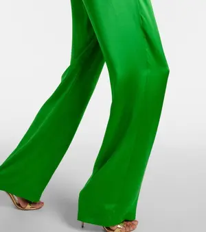 THE SEI Pleated Silk Wide-leg Pants