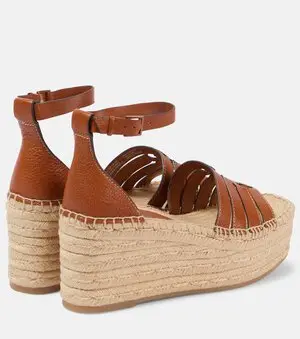 Tory Burch Ines Leather Espadrille Wedges - Brown