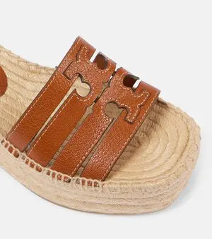 Tory Burch Ines Leather Espadrille Wedges - Brown